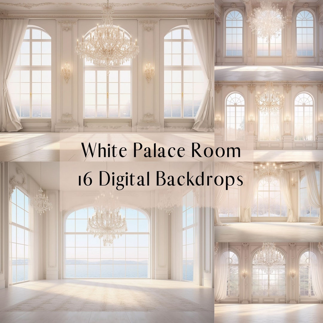 White Palace Room Digital Backdrops, Backlit Window, Maternity Wedding ...