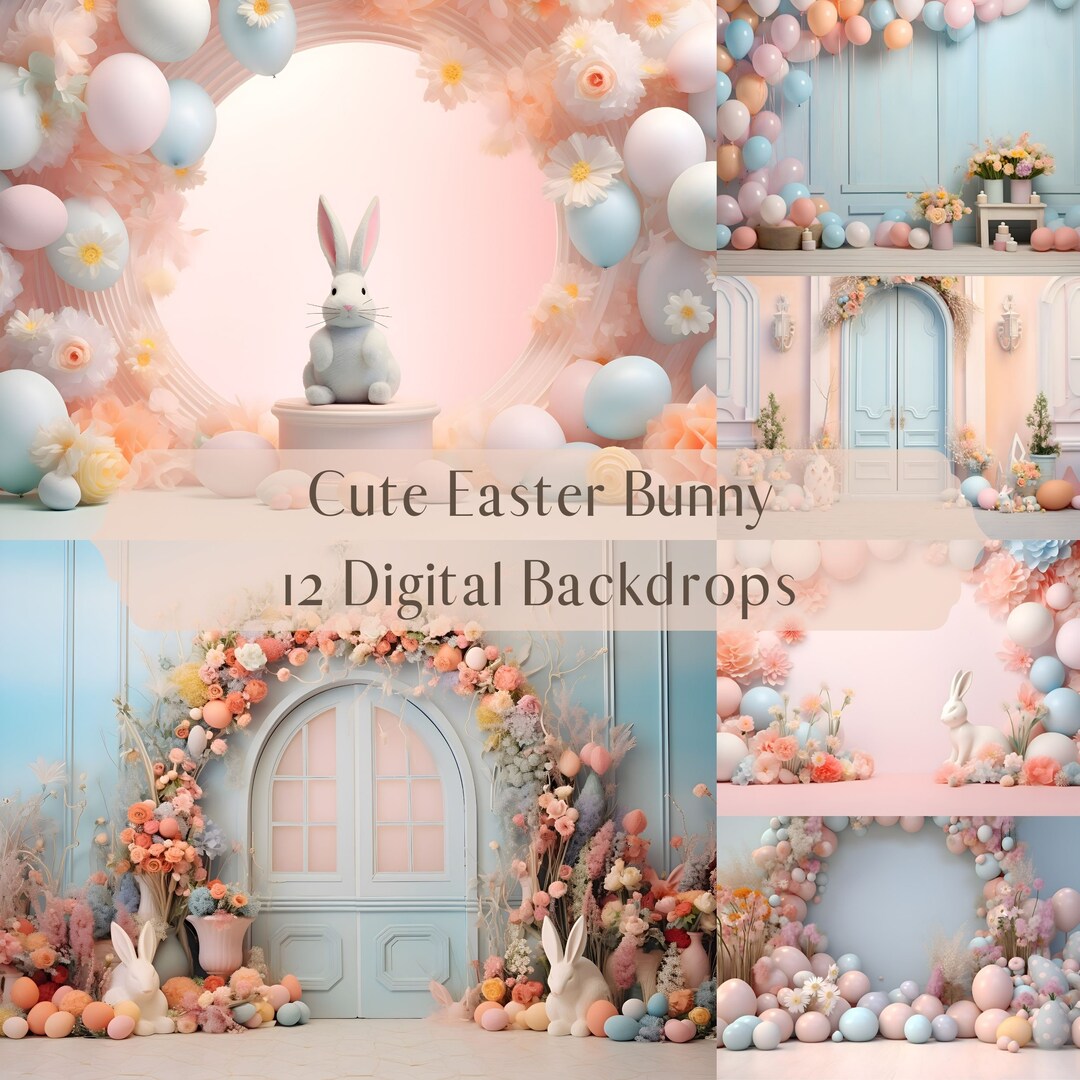 Easter Bunny Digital Backdrops, Easter Photo Props, Spring Photo ...