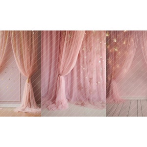 12 Pink Tulle Curtains Digital Backdrops, Photoshop Overlays, Maternity ...