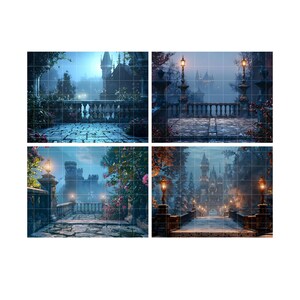 Blue Hour Fantasy Castle Backdrops for Composite Photography, Enchanted ...