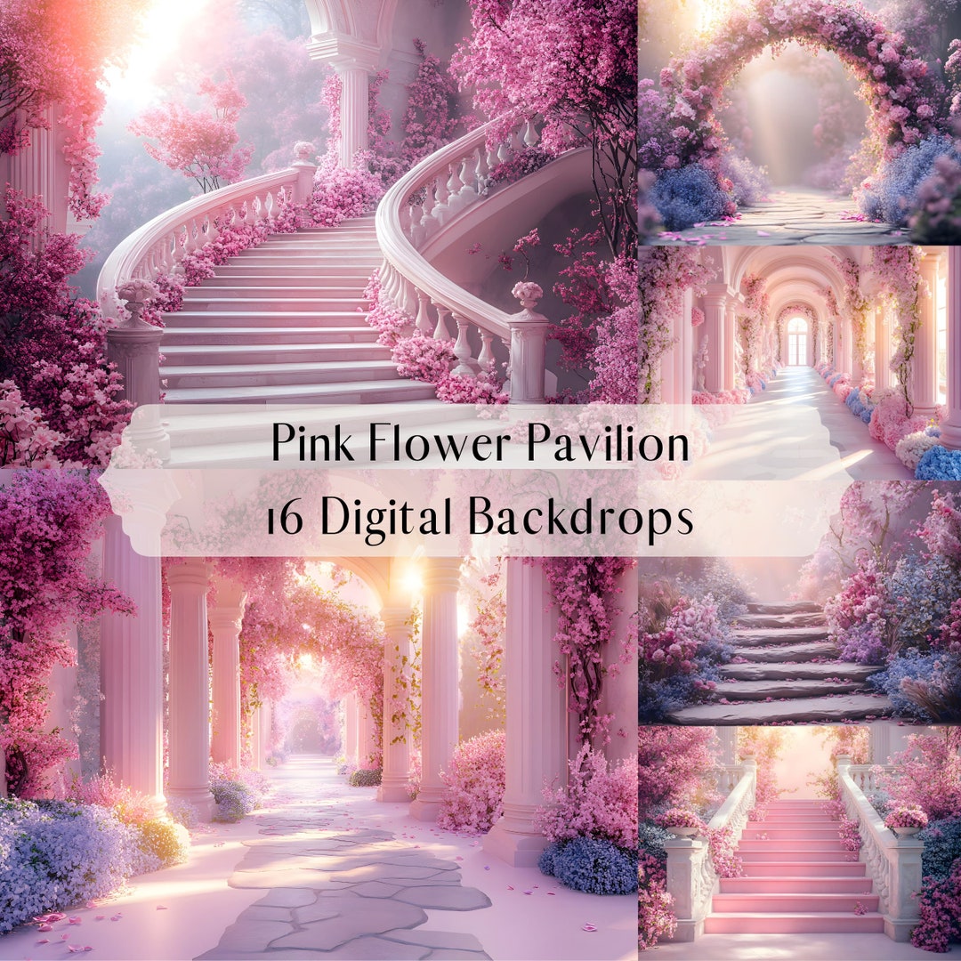 Pink Flower Pavilion Garden Backdrops for Composite Photography ...