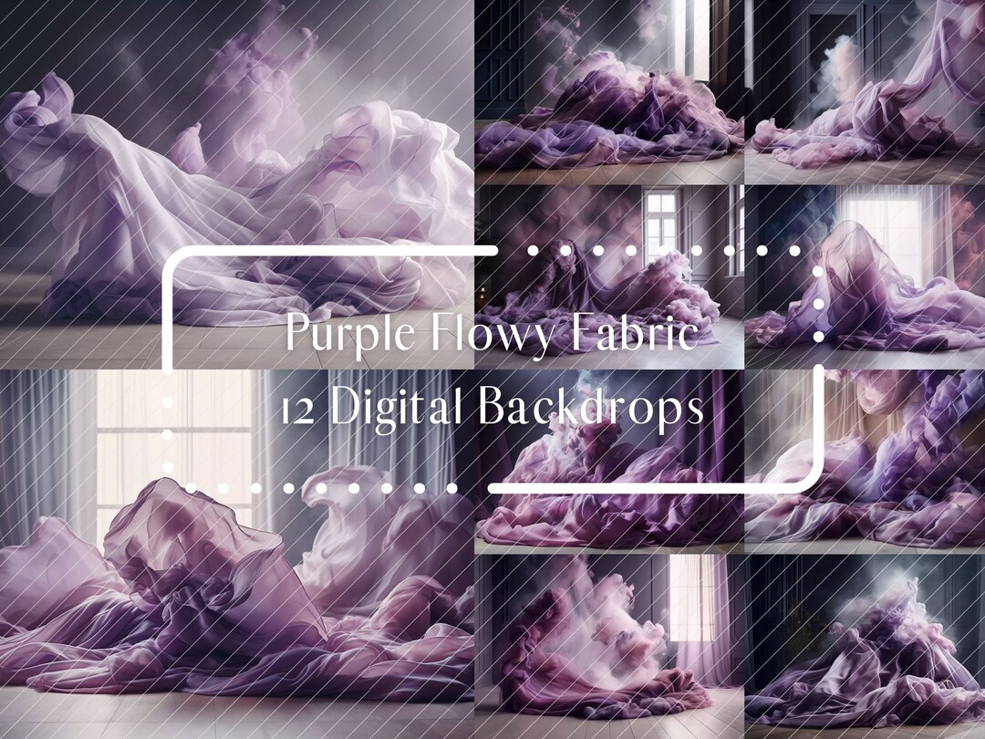 Purple Flowy Fabric Digital Backdrops, Maternity Backdrop Overlays ...