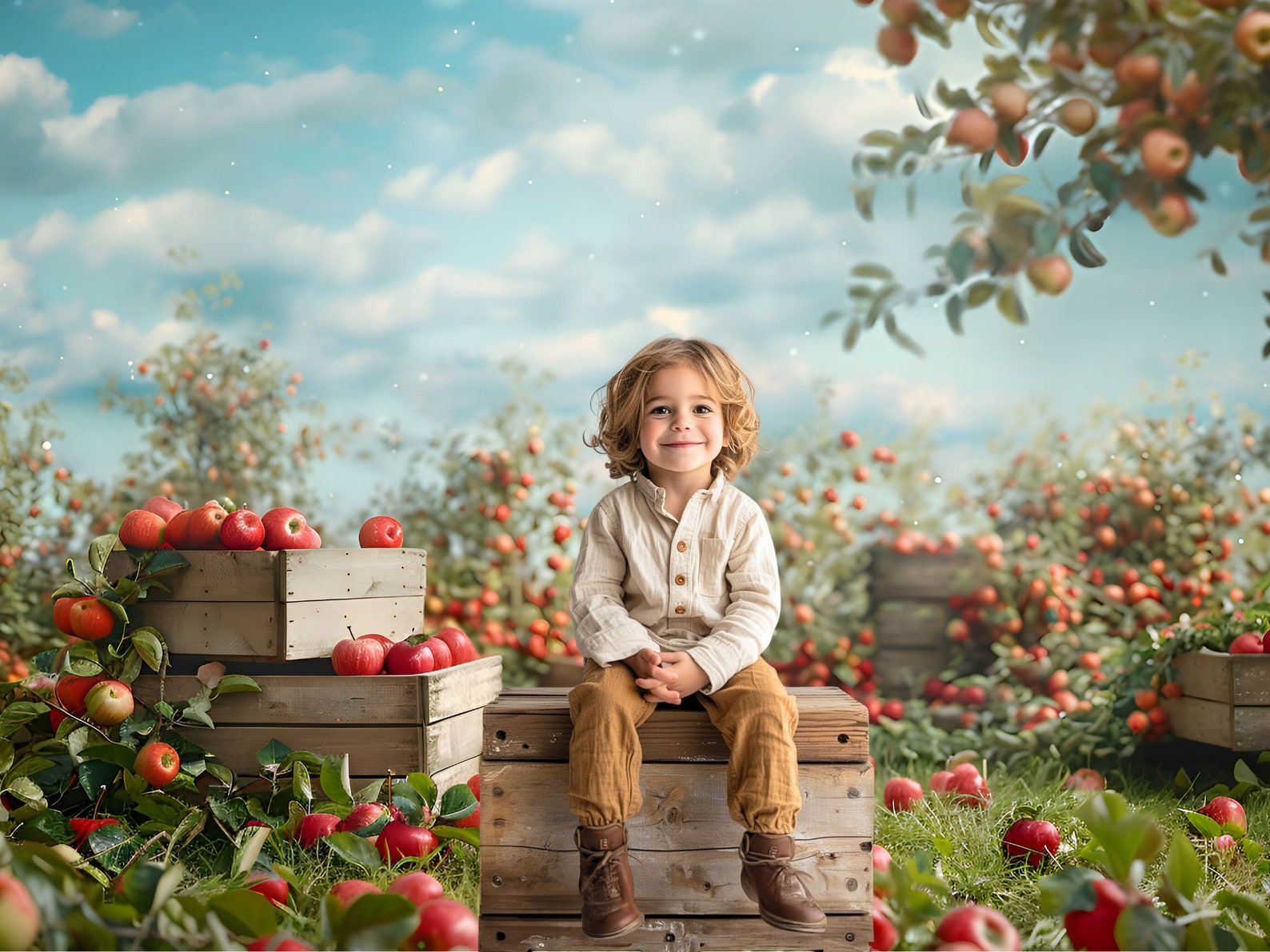 Apple Orchard Digital Backdrops, Fall Harvest, Back to School, Creative ...