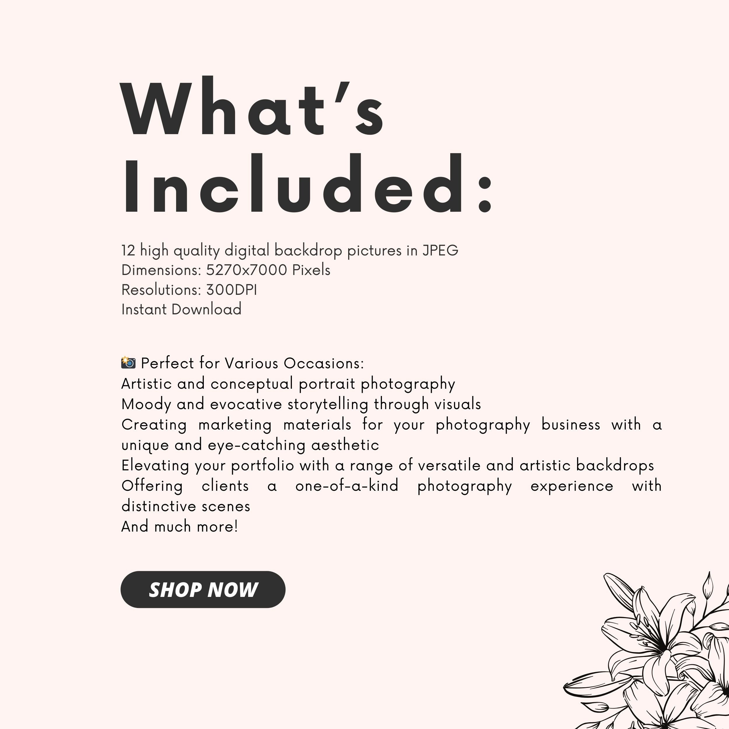 Moody Floral Canoe Digital Backdrops, Maternity Portrait Background ...