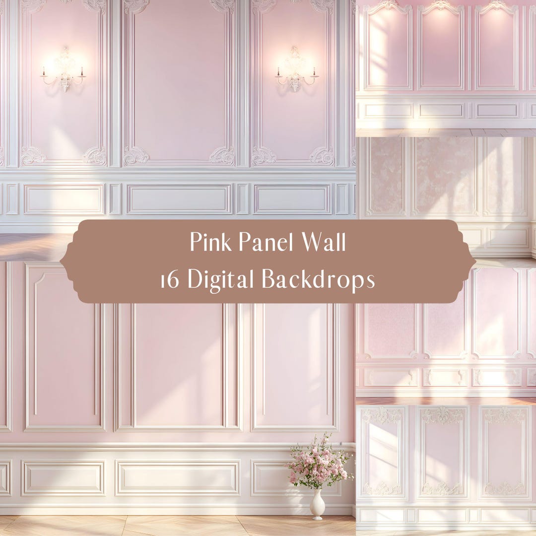 Elegant Pink Panel Wall Digital Backdrops, Maternity Wedding Portrait ...