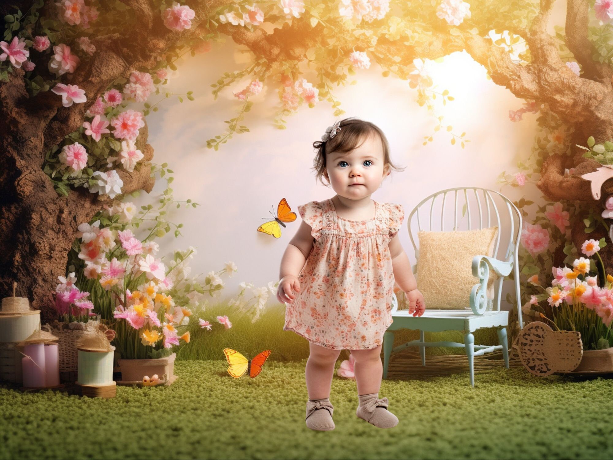 Springtime Whimsy Digital Backdrops, Easter Photo Props, Baby ...