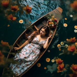 Moody Floral Canoe Digital Backdrops, Maternity Portrait Background ...