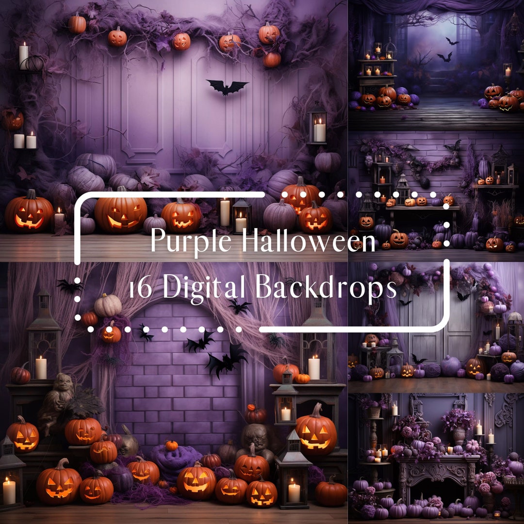 Purple Halloween Digital Backdrops, Composite Digital Background ...