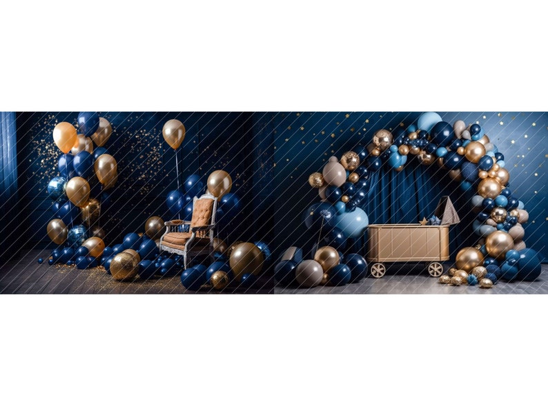 Indigo Balloon Arch Digital Backdrops Family Kids Maternity - Etsy