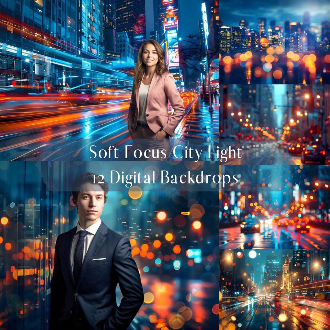 Soft Focus City Lights Digital Backdrops, Professional Headshot ...