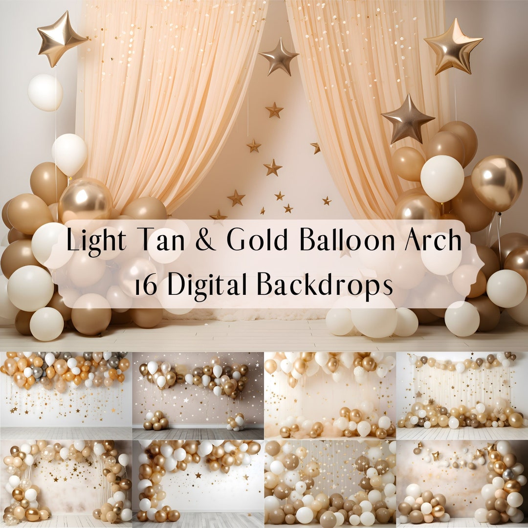 Light Tan Gold Balloon Garland Digital Backdrops,family Kids Maternity ...