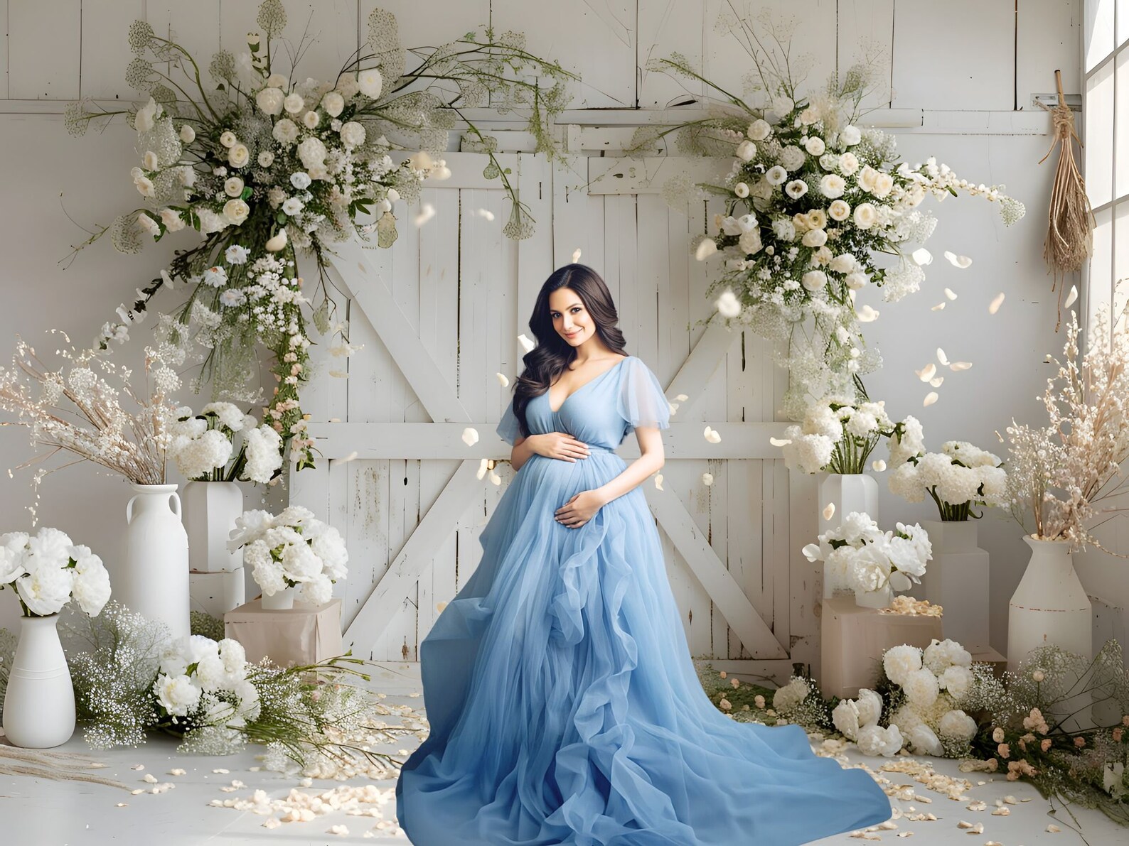 Romantic White Barn Door Room Digital Backdrops,maternity Wedding ...