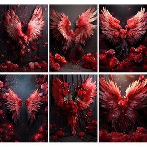 Red Rose Angel Wings Digital Backdrops, Maternity Boudoir Background ...