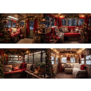 Retro Christmas Camping Van Digital Backdrops, Composite Backdrops ...
