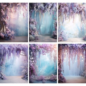12 Dreamy Violet Floral Digital Backdrops, Photoshop Texture Overlays ...