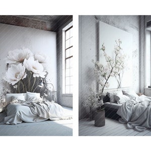 10 White Chic Bedroom Digital Backdrops, Photoshop Texture Overlays ...