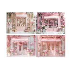 Pink Flower Shop Digital Backdrops, Family Portrait Kids Composite ...
