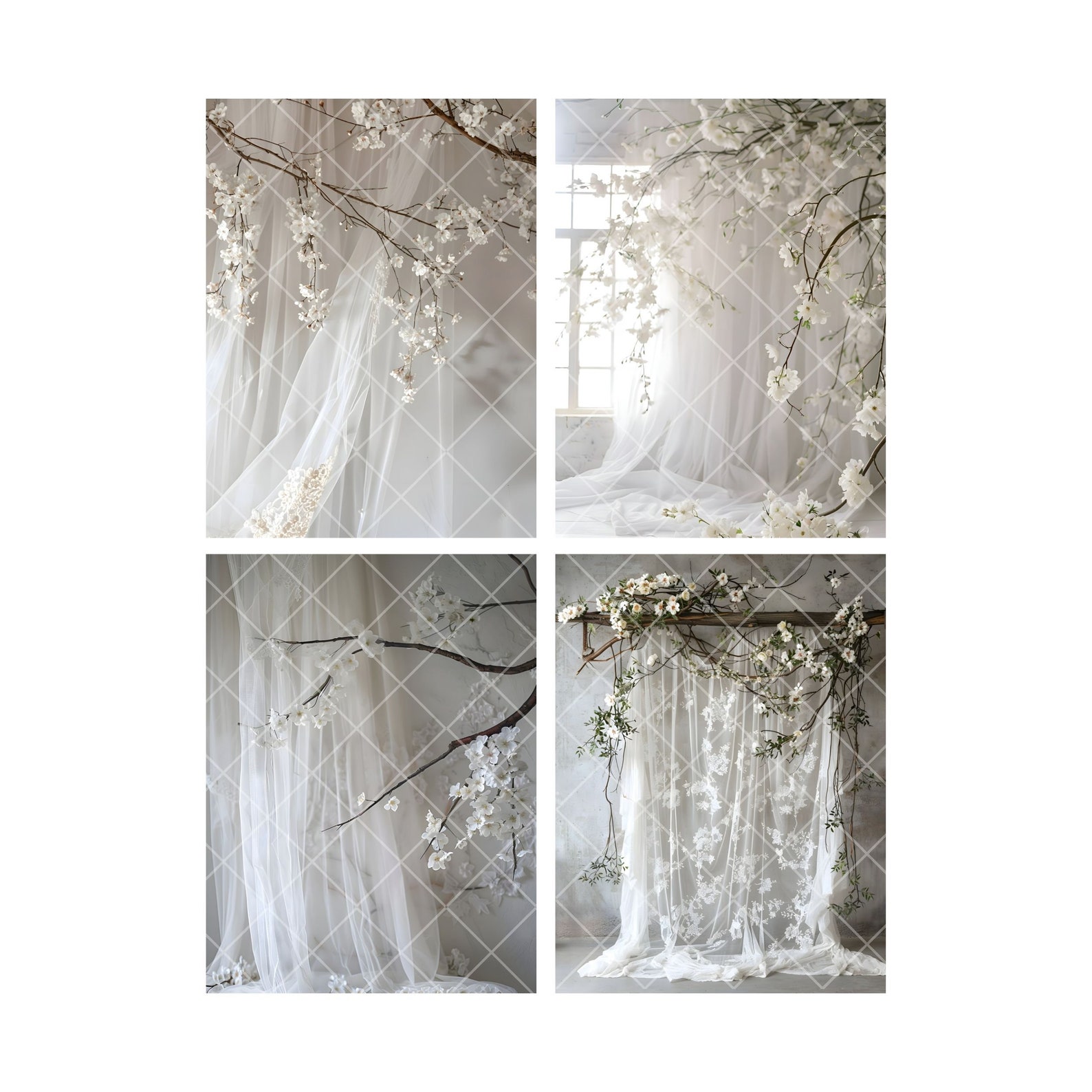 Fine Art White Floral Lace Drapery Digital Backdrops, Photoshop ...