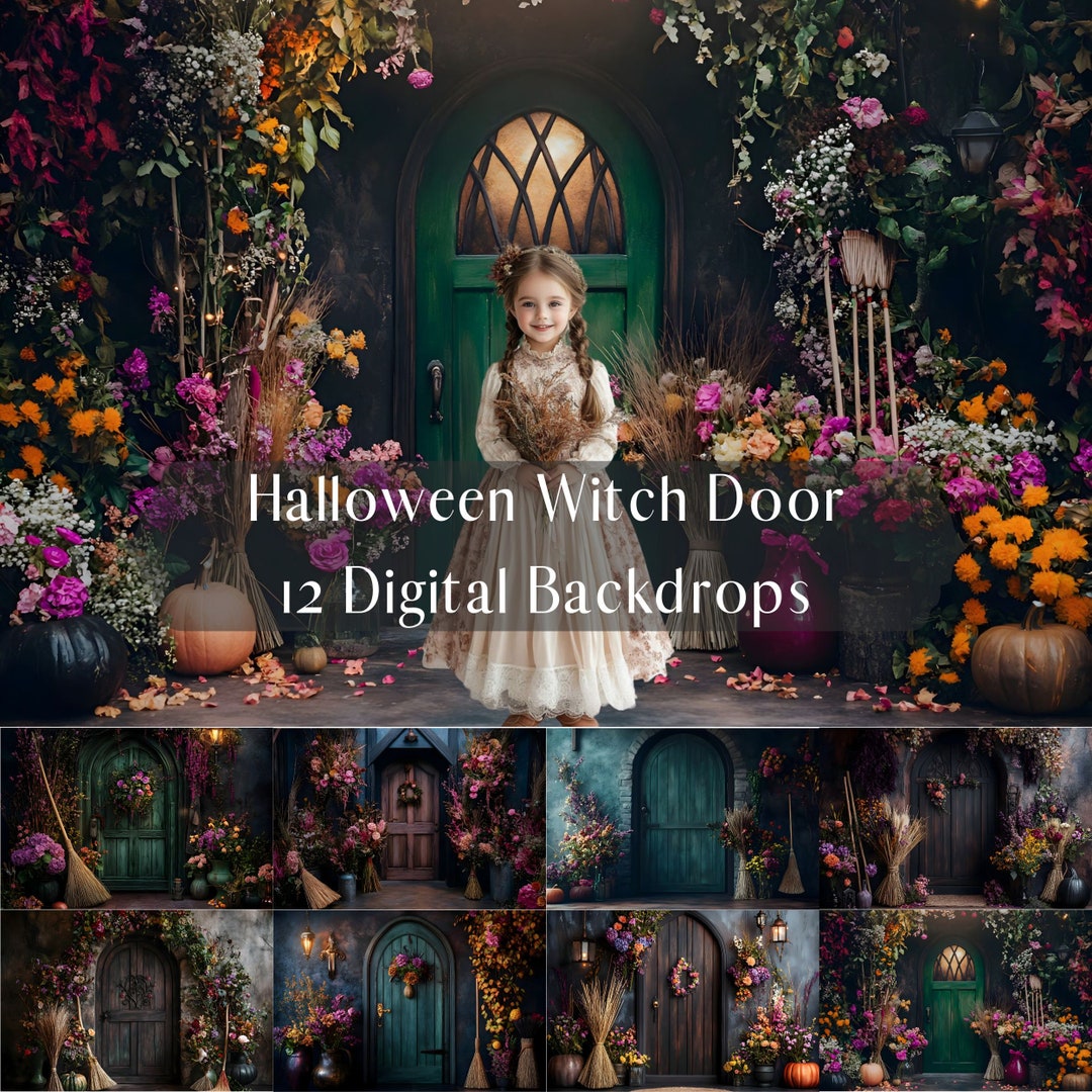 Halloween Witch Door Digital Backdrops, Kids Composite Digital ...