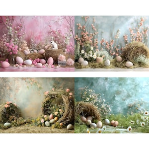 Easter Hay Stack Digital Backdrops, Easter Photo Props, Spring Digital ...