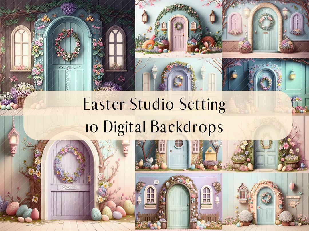 10 Easter Door Digital Backdrops, Easter Photo Props, Spring Photo ...