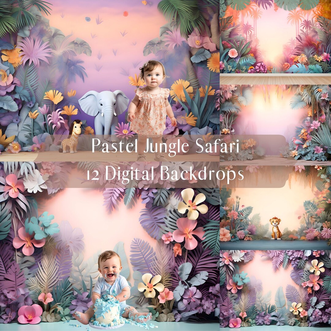 Jungle Safari Digital Backdrops, Child Photography Studio Backdrops ...