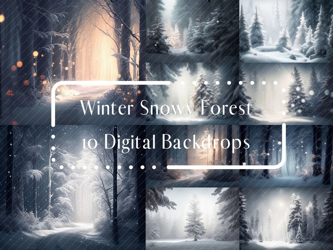 10 Winter Snowy Forest Digital Backdrops, Magic Fairy Tale Digital ...