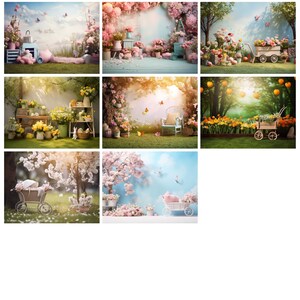 Springtime Whimsy Digital Backdrops, Easter Photo Props, Baby ...