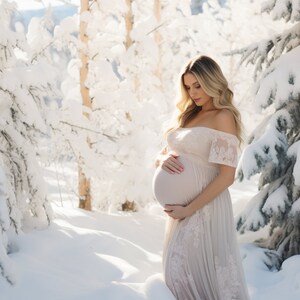 Winter Nature Scene Digital Backdrops, Snowy Forest Woods Bush ...