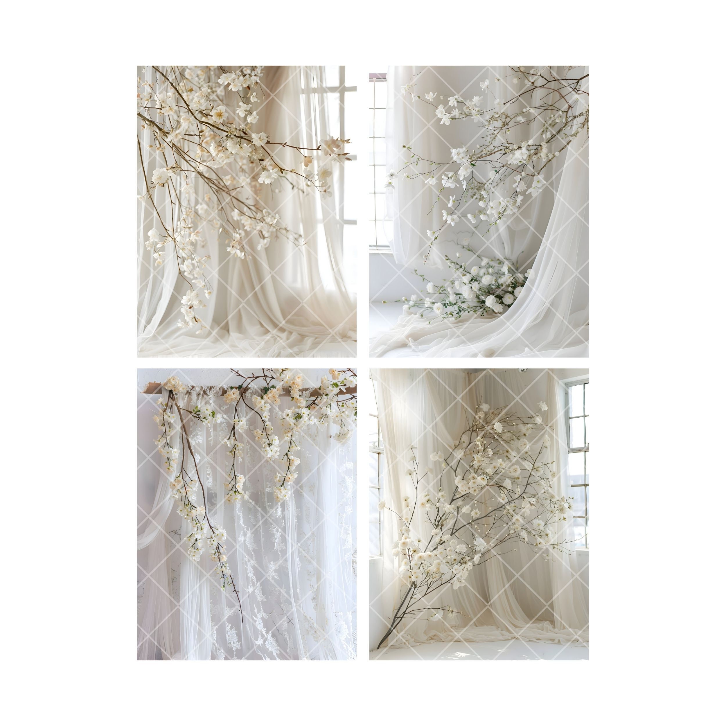 Fine Art White Floral Lace Drapery Digital Backdrops, Photoshop ...