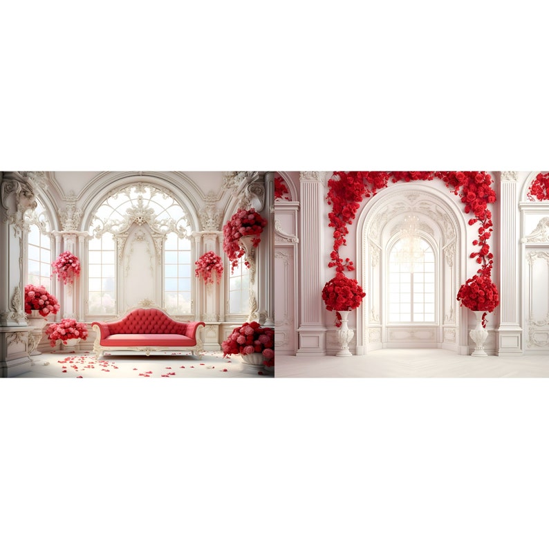 Red Rose White Palace Digital Backdrops, Wedding Family Maternity ...