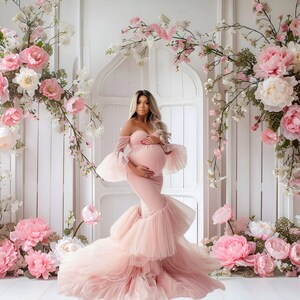 Pink Peony Floral Panel Digital Backdrops, Romantic White Rooms ...