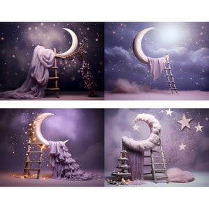 Ladder to the Moon Digital Backdrops, Newborn Maternity Portrait Photo ...