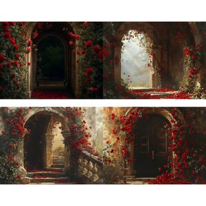 Red Rose Ancient Archway Digital Backdrops,photoshop Overlays ...