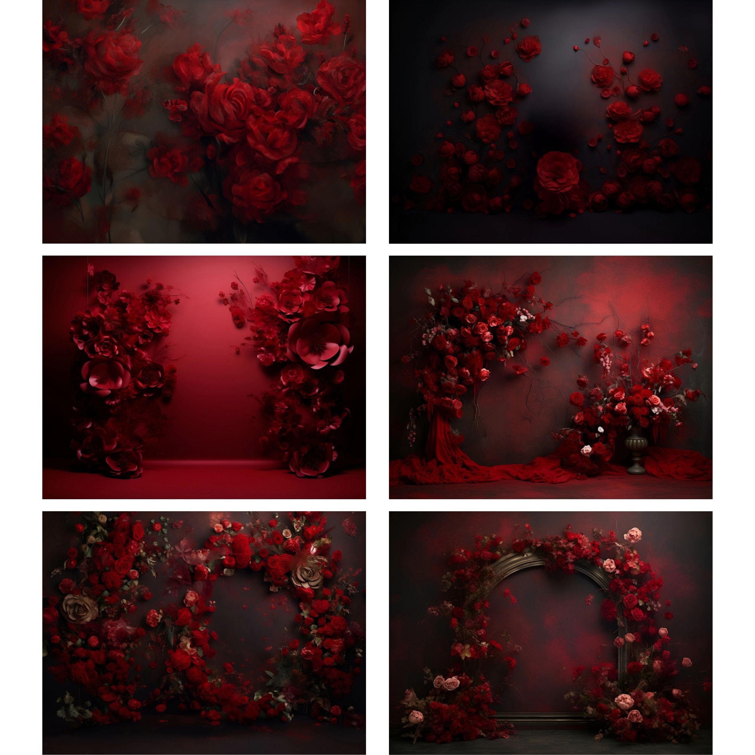 Moody Red Flower Wall Digital Backdrops,gothic Romantic,photoshop ...