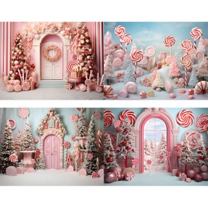Christmas Peppermint Candy Cane Arch Digital Backdrops, Holiday Winter ...