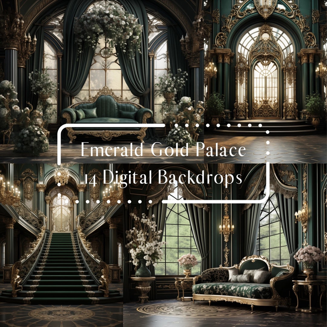 Emerald Gold Palace Digital Backdrops, Maternity Wedding Portrait ...
