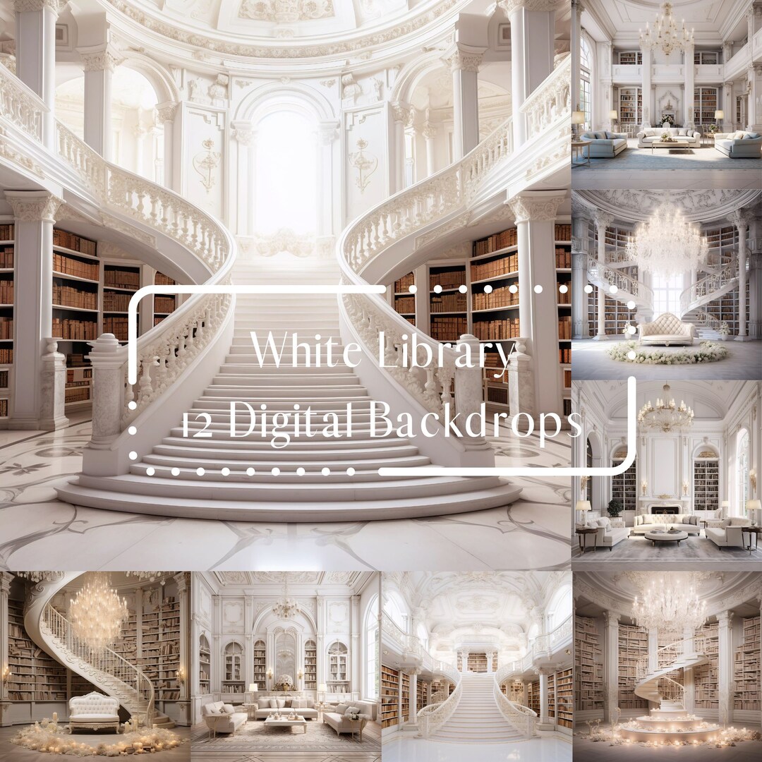 White Library Room Digital Backdrops, Maternity Wedding Portrait ...