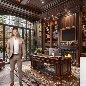Classic Luxury Home Office Digital Backdrops,executive Professional ...