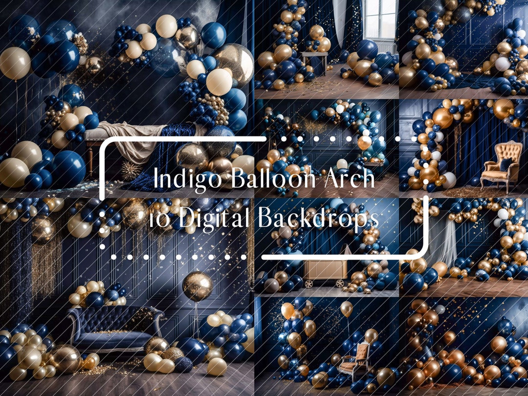 Indigo Balloon Arch Digital Backdrops, Family Kids Maternity Overlays ...