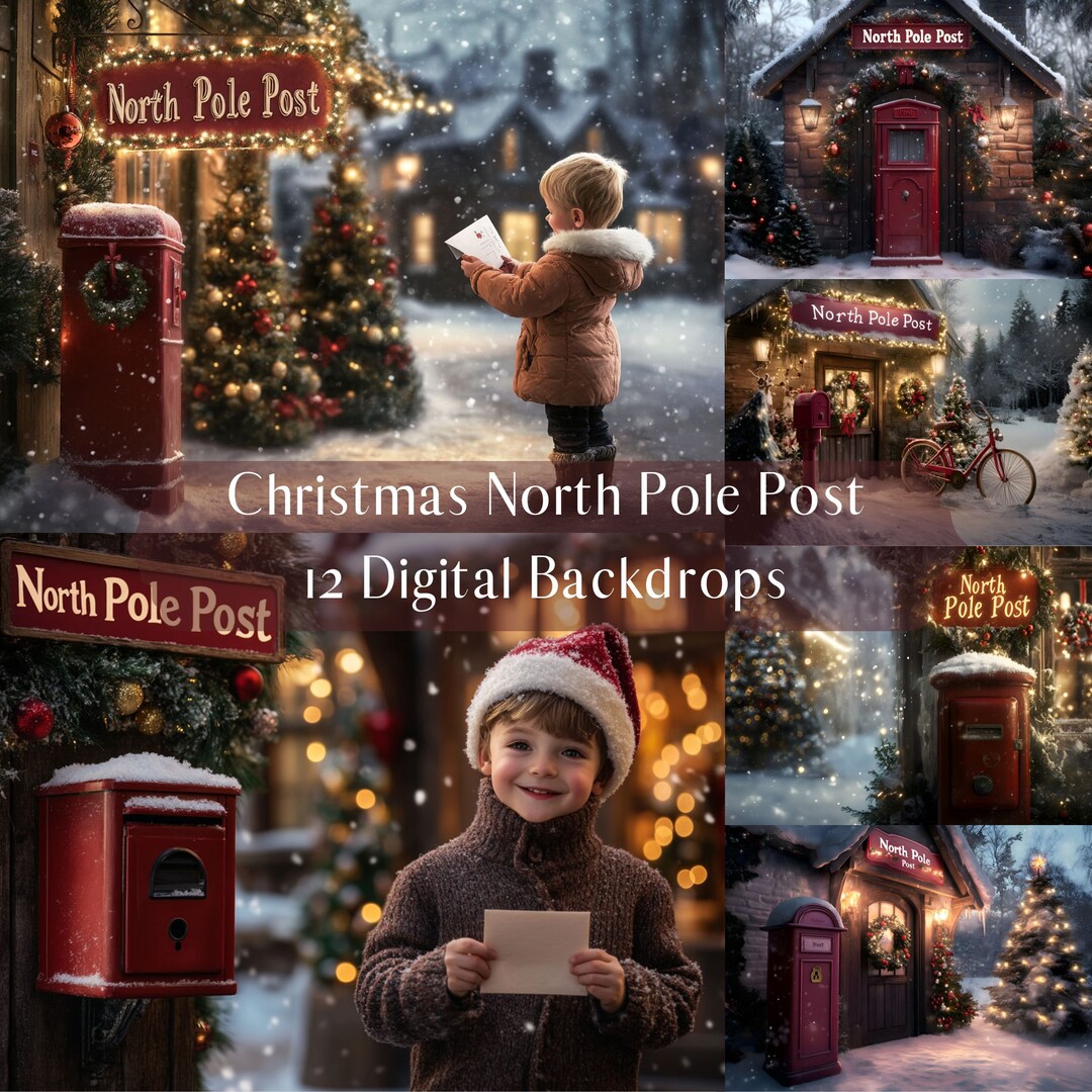 Christmas North Pole Post Digital Backdrops, Composite Backdrops ...