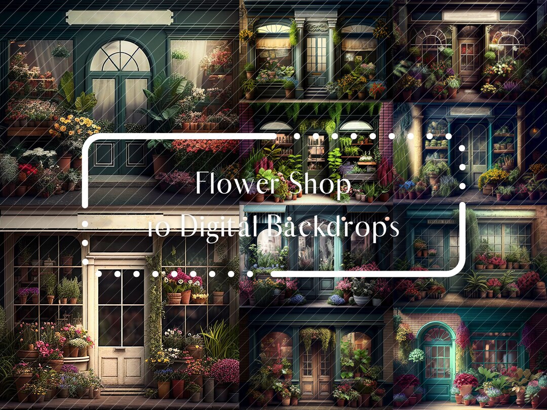 10 Flower Shop Digital Backdrops, Spring Photo Background, Easter Photo ...