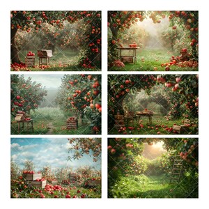 Apple Orchard Digital Backdrops, Fall Harvest, Back to School, Creative ...