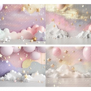12 Pastel Colored Dreamy Digital Backdrops, Studio Backdrops Cake Smash ...