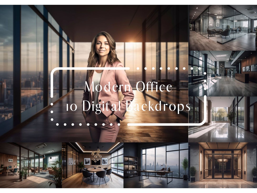 10 Modern Office Digital Backdrops, Professional Headshot Overlays ...