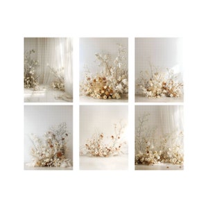 Minimal Cream Floral Wall Digital Backdrops, Maternity Wedding Portrait ...