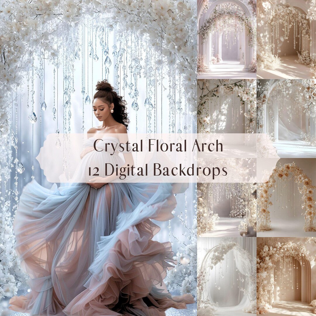 Crystal Flower Arch Digital Backdrops, Maternity Portrait Digital ...