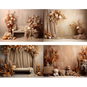 Neutral Boho Fall Digital Backdrops, Composite Digital Background ...