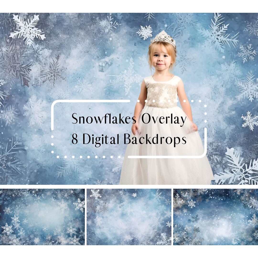 8 Snowflakes Overlay Fine Art Digital Backdrops, Photoshop Texture Overlays, Maternity Backdrop ...