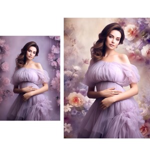 12 Dreamy Violet Floral Fine Art Digital Backdrops, Photoshop Texture ...